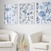 3 Blue Floral Pattern Chinoiserie Prints | Blue and White Botanical ...