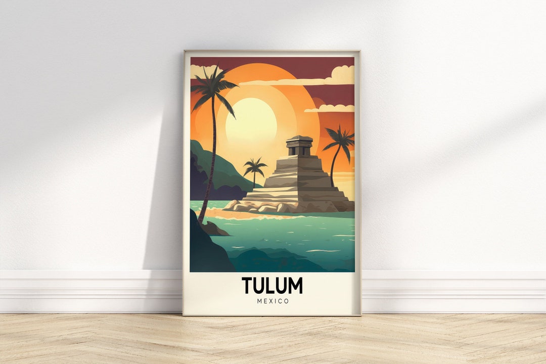 Retro Tulum Travel Poster | Tropical Art | Colorful Retro Art | Vintage ...