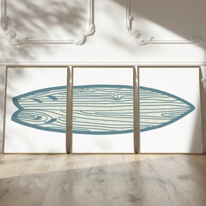 Boho Teal Surfboard Triptych Beach Art Print | Surf Wall Art | Beach ...