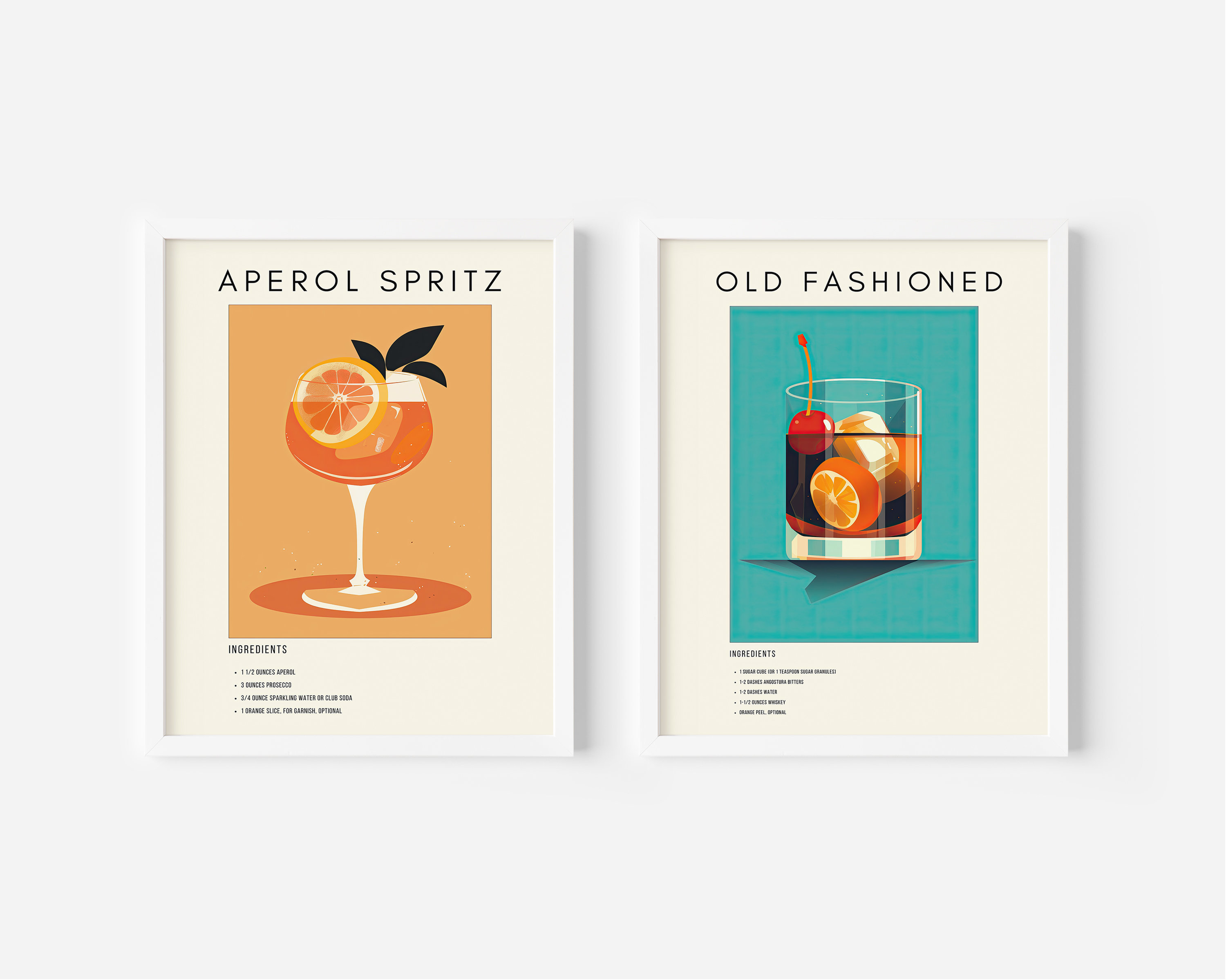 Set of 12 Cocktail Prints | Classic Cocktail Wall Art | Minimalist ...