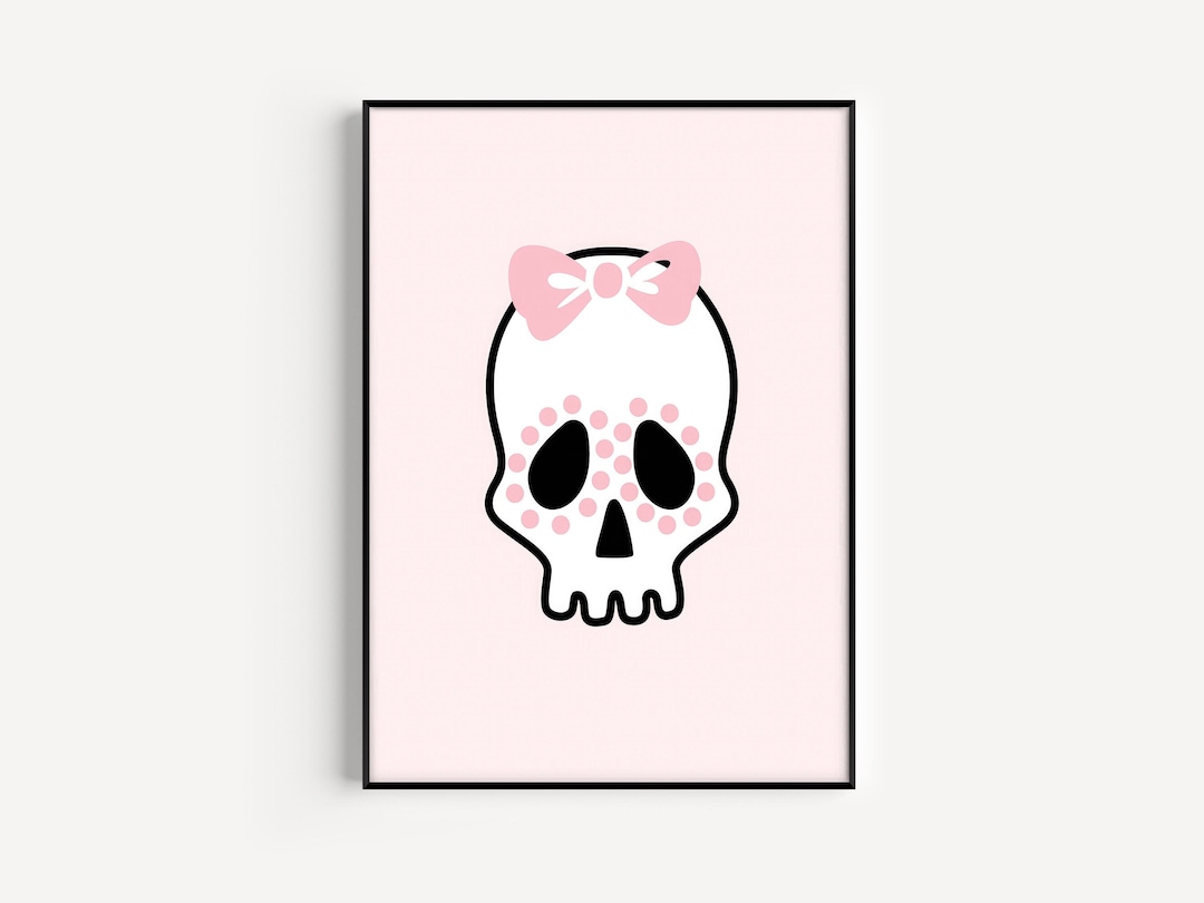 Sugar Skull Preppy Halloween Print | Halloween Decor | Spooky Art ...