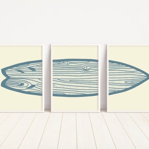 Boho Surfboard Triptych Beach Art Print | Surf Wall Art | Beach House ...