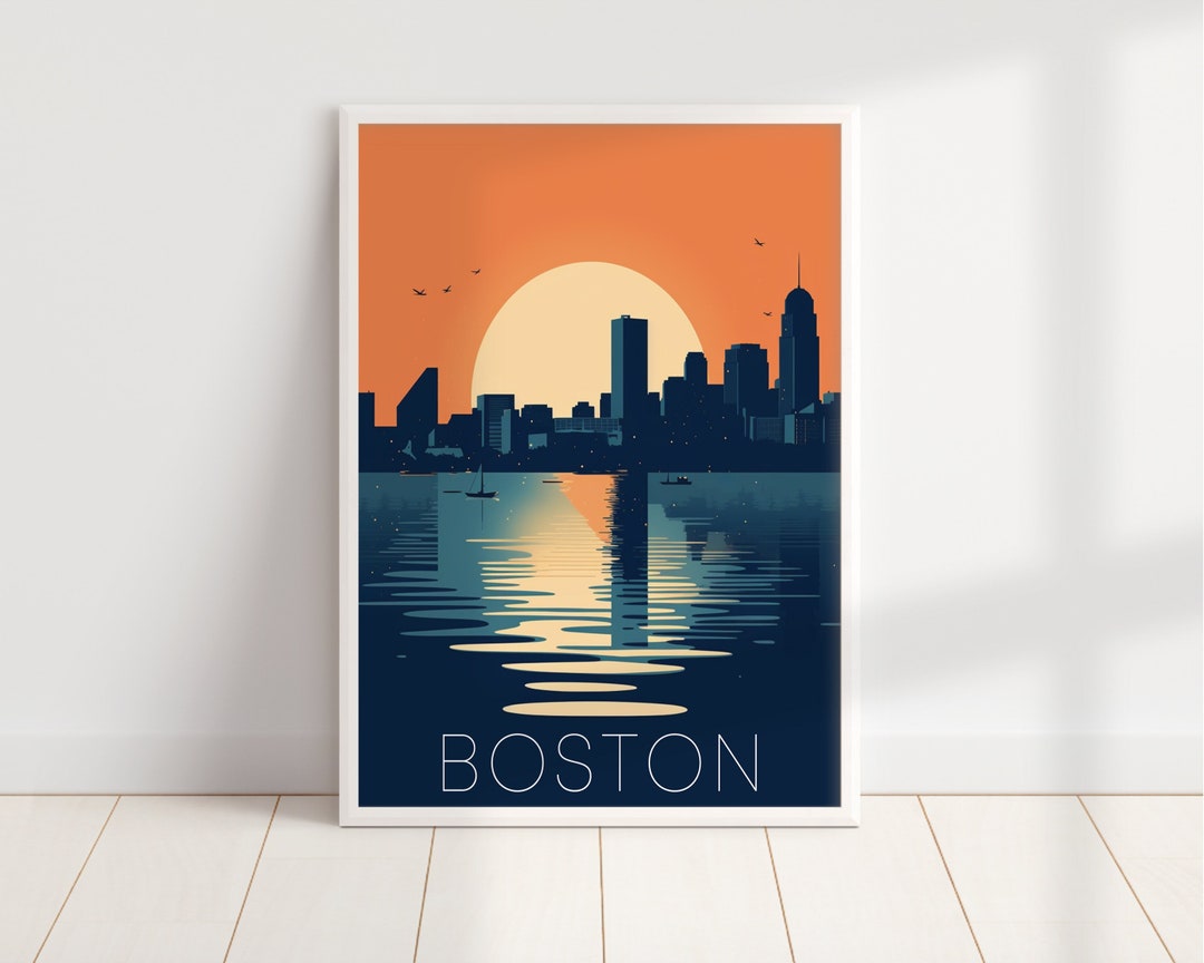 Retro Boston Travel Poster | Minimalist Retro Wall Art | Colorful ...