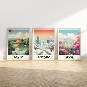 9 Retro East Asia Travel Posters | Colorful Retro City Art | Vintage ...