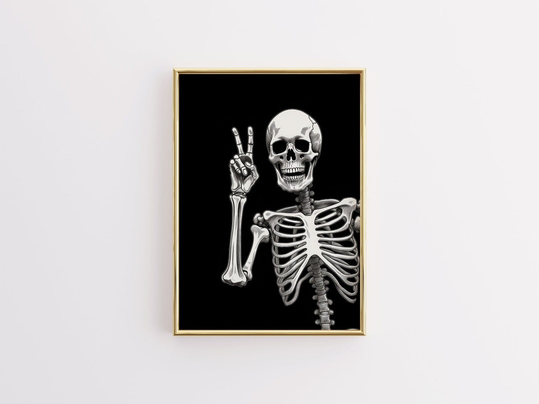 Skeleton Peace Sign Halloween Wall Art | Halloween Decor | Gothic Wall ...