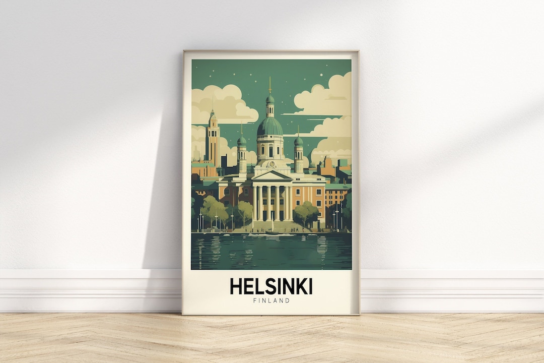 Retro Helsinki Travel Poster | Vintage City Art | Colorful Travel Print ...