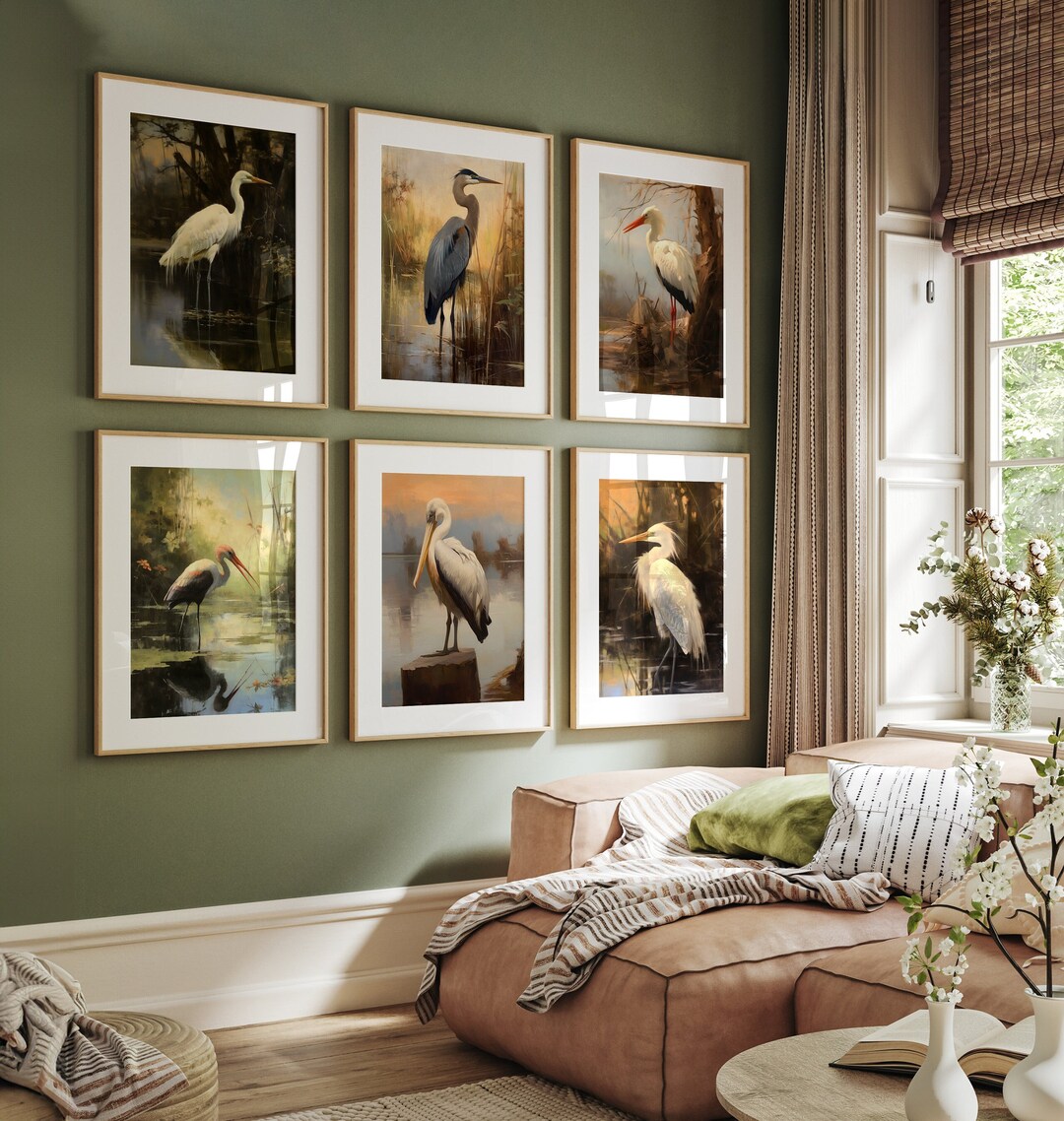 6 Aquatic Birds Vintage Wall Art Prints | Bird Wall Art | Farmhouse ...