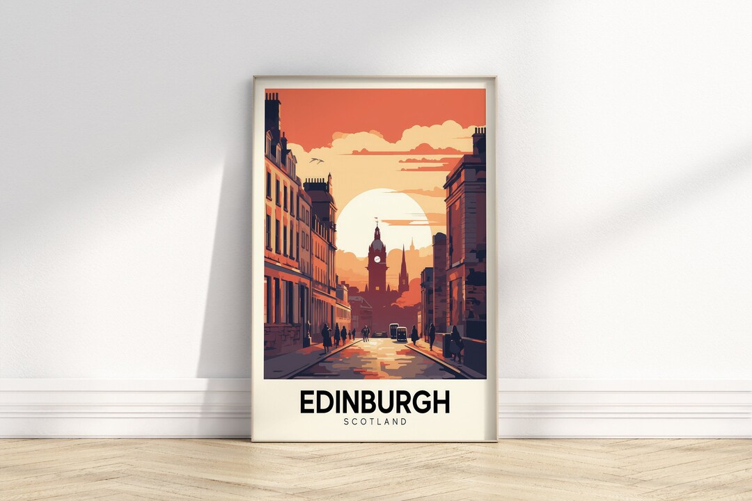Retro Edinburgh Travel Poster | Vintage City Art | Colorful Travel ...