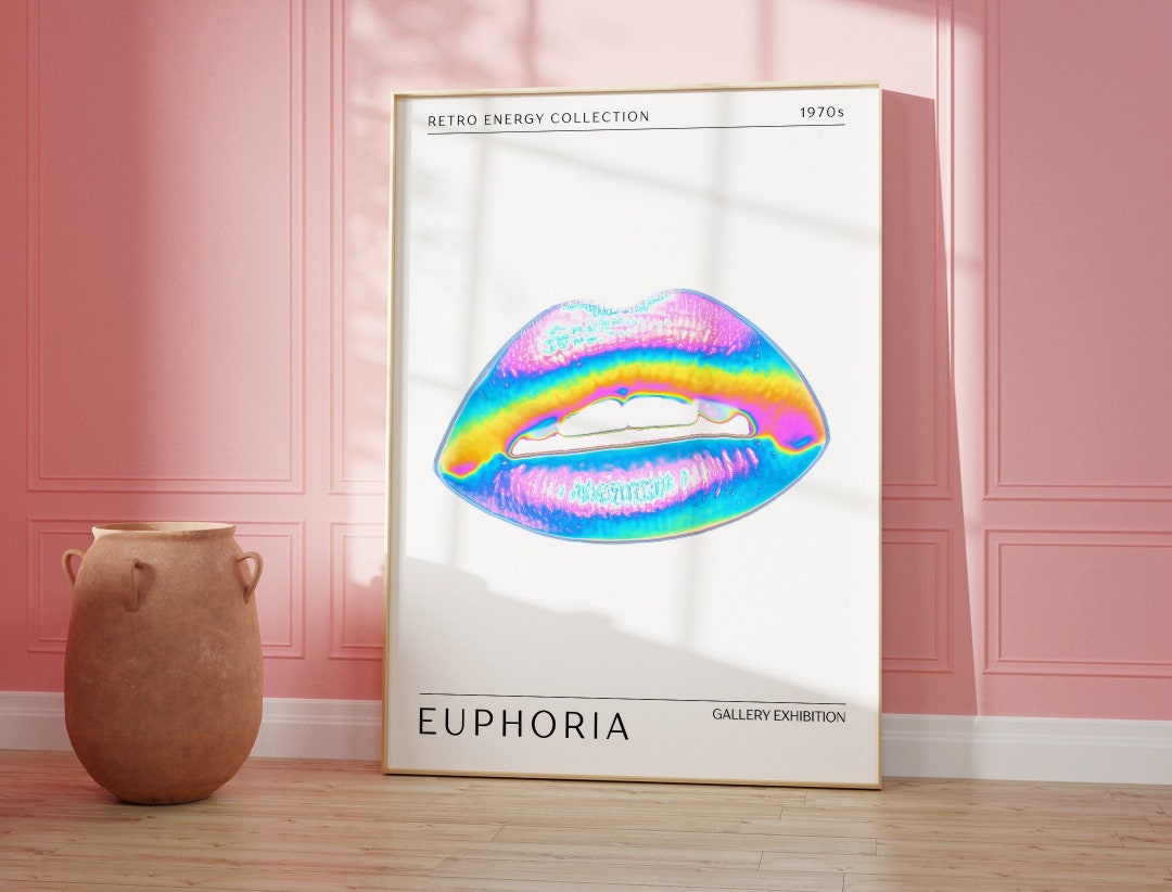 Euphoria Retro Energy Print | Modern Gradient Art | Holographic Dorm ...