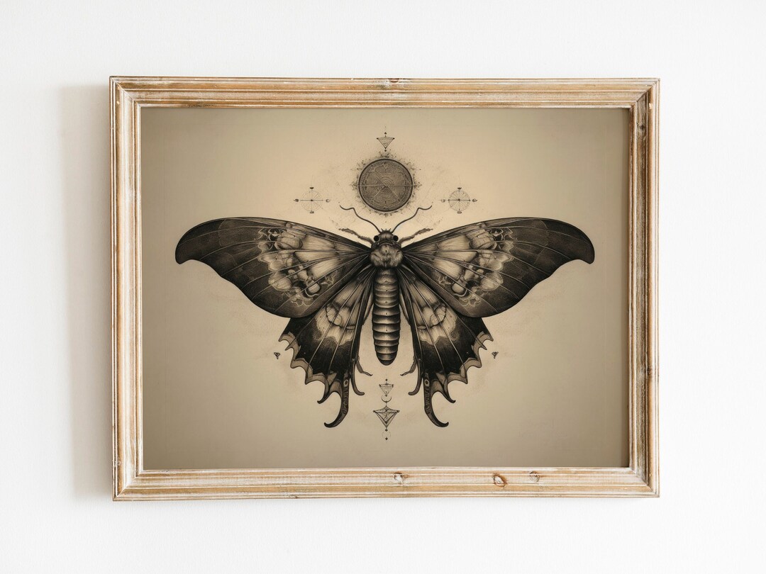 Occult Moth Wall Art Print | Occult Art | Macabre Art | Pagan Art ...