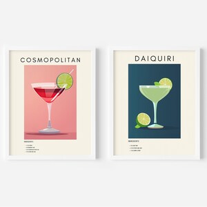 Set of 12 Cocktail Prints | Classic Cocktail Wall Art | Minimalist ...