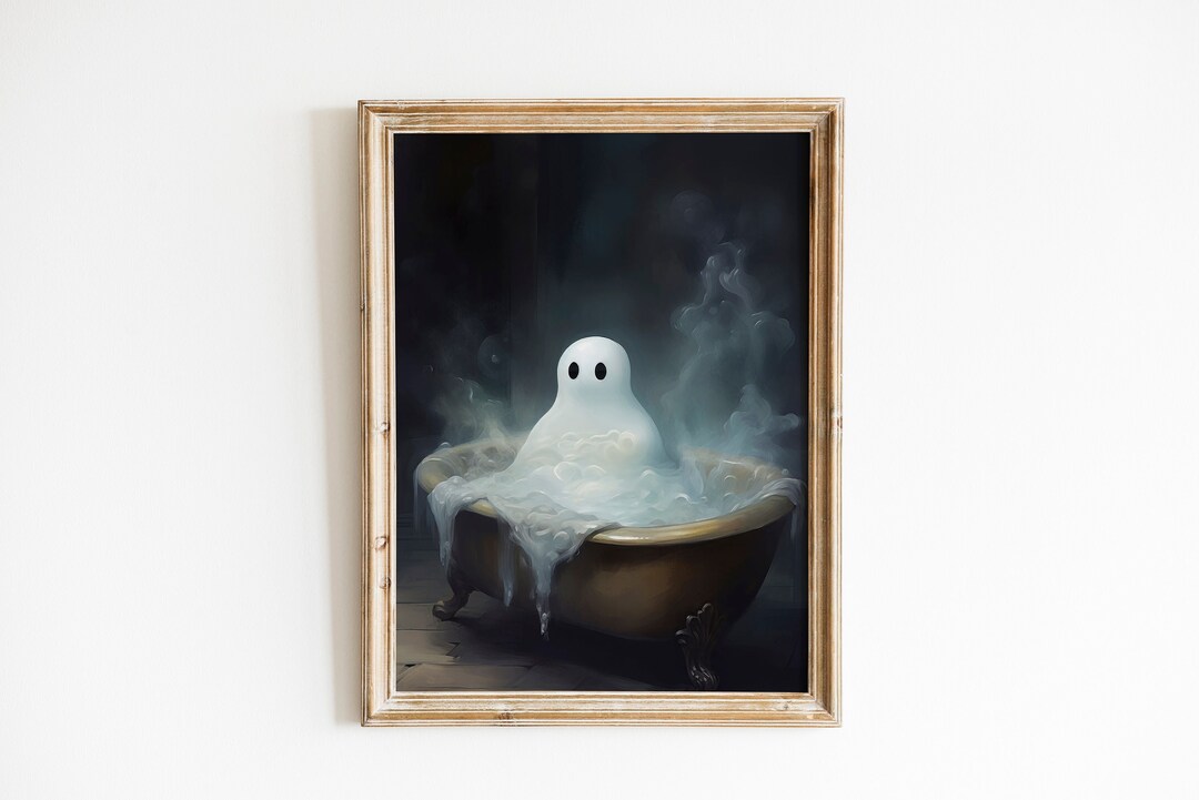 Cute Ghost Taking A Bath Halloween Print | Spooky Wall Art | Halloween ...