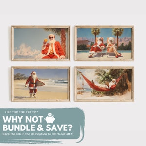 Santa Surfing Retro Frame TV Image | Funny Christmas Art | Retro Wall ...