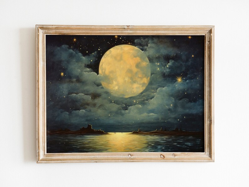 Moonscape Wall Art Print Occult Art Celestial Art Pagan - Etsy