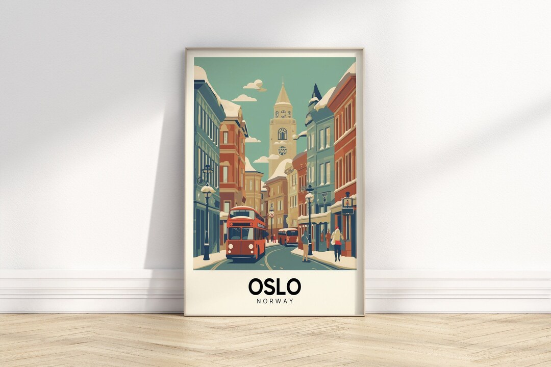 Retro Oslo Travel Poster Vintage City Art Colorful Travel Print City ...