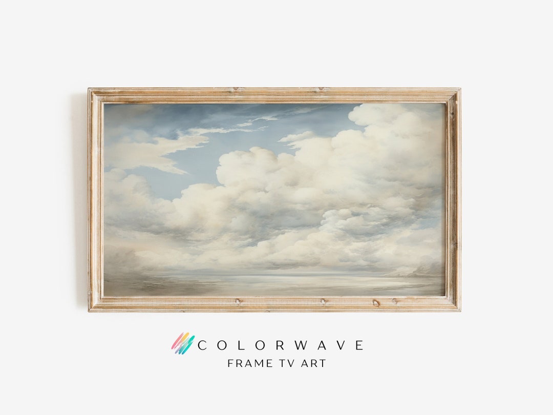 Cloudy Sky Muted Frame TV Art | Farmhouse Wall Decor | Neutral Wall Art ...