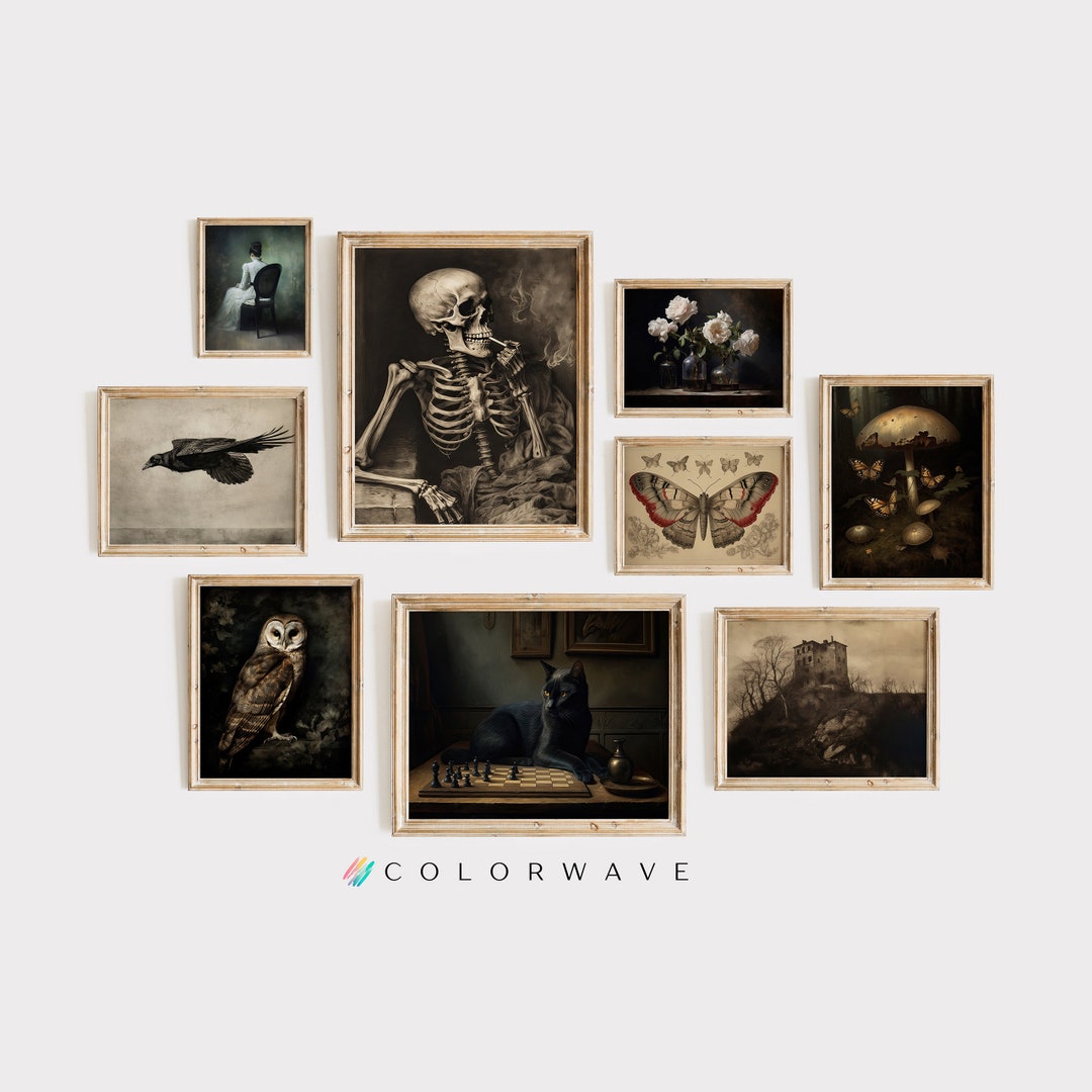 Set of 9 Dark Academia Prints | Moody Gothic Wall Art | Dark ...