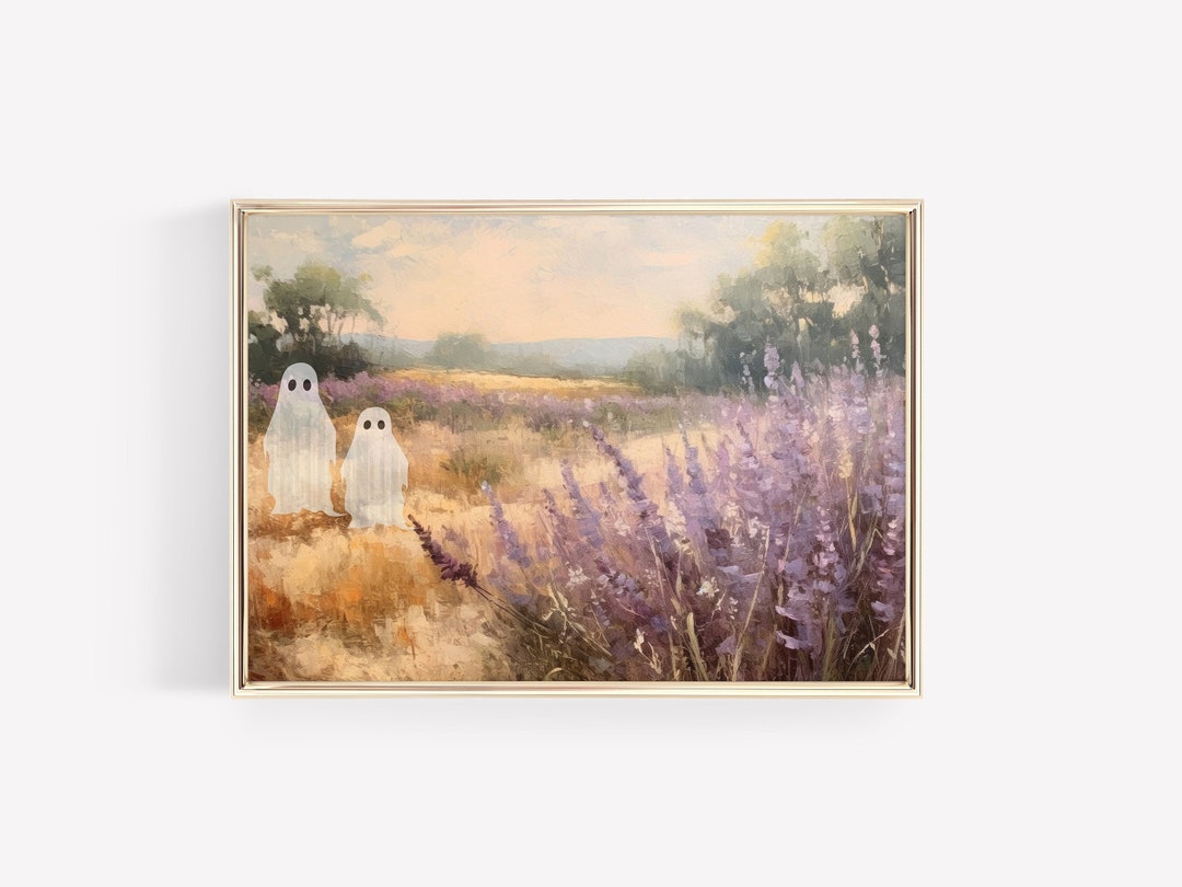 Lavender Field With Ghosts Vintage Halloween Print | Halloween Decor ...