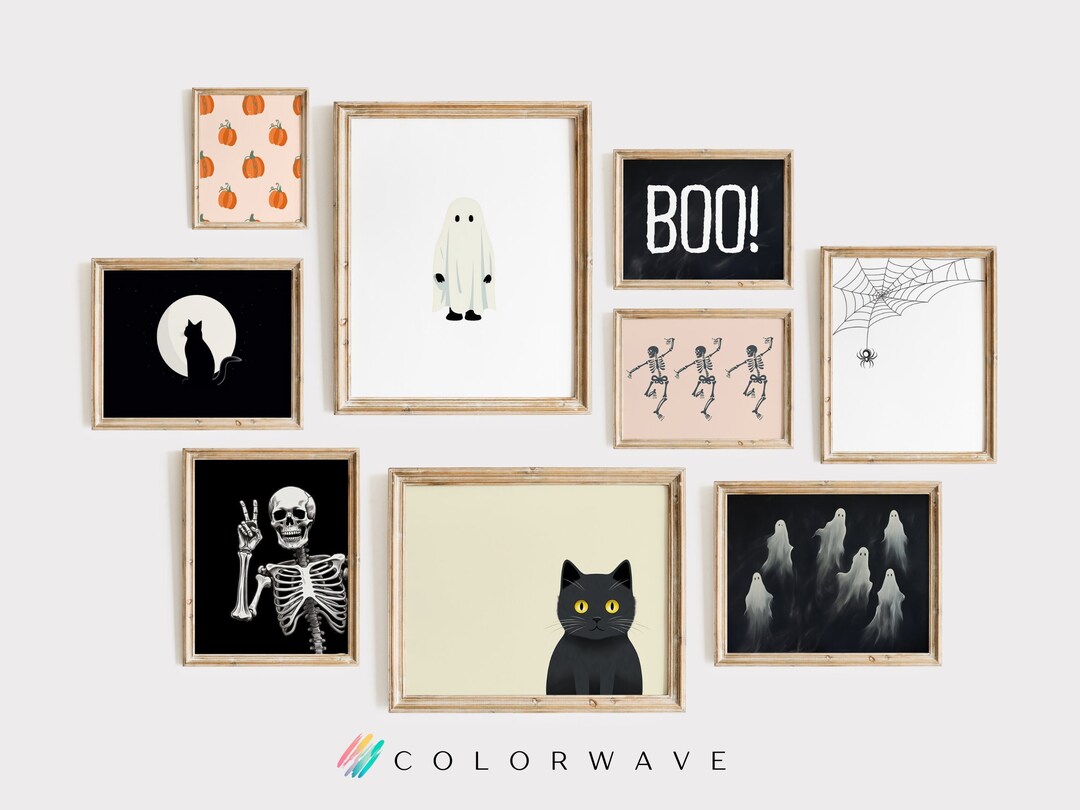 9 Boho Halloween Wall Art Prints Halloween Decor Spooky - Etsy
