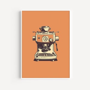 Espresso Machine Coffee Wall Art | Minimalist Kitchen Wall Decor ...