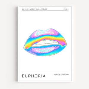 Euphoria Retro Energy Print | Modern Gradient Art | Holographic Dorm ...