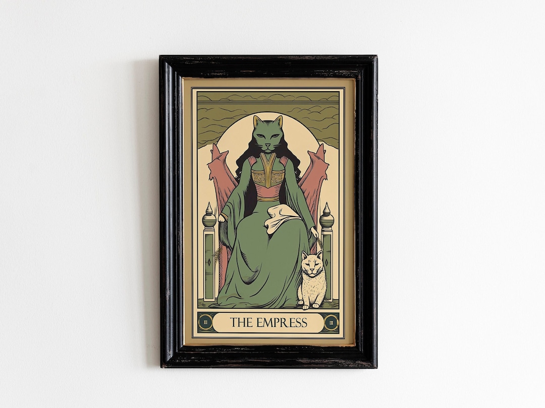 The Empress Tarot Card Cat Boho Wall Art Witchy Wall Art Cat Wall Art ...