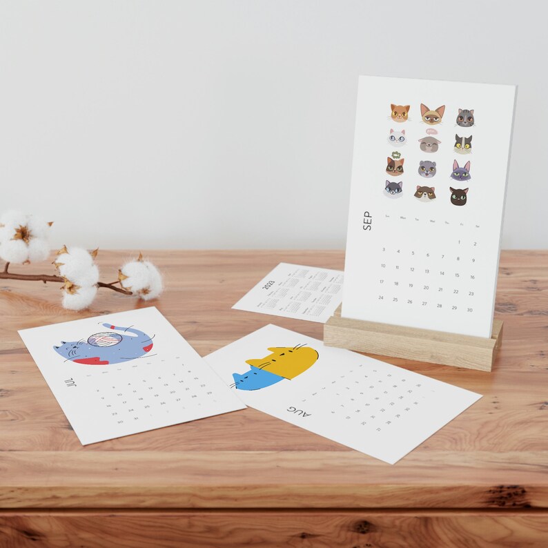 Cute Cat Vertical Desk Calendar (2023) - Etsy