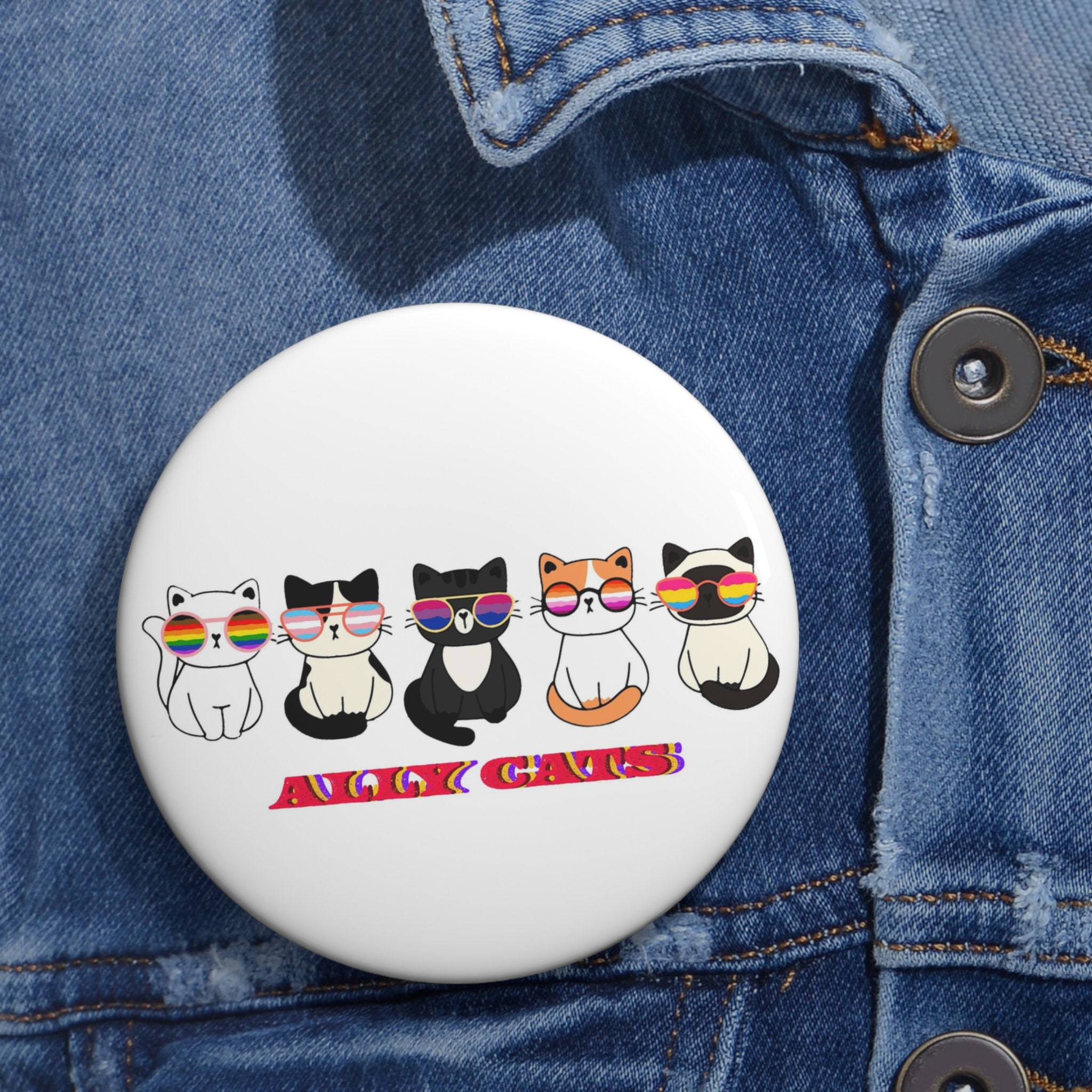 LGBT Ally Cats Pride Pin Buttons - Etsy