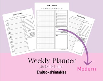 MINIMALIST WEEKLY PLANNER Template Minimalist Planner - Etsy