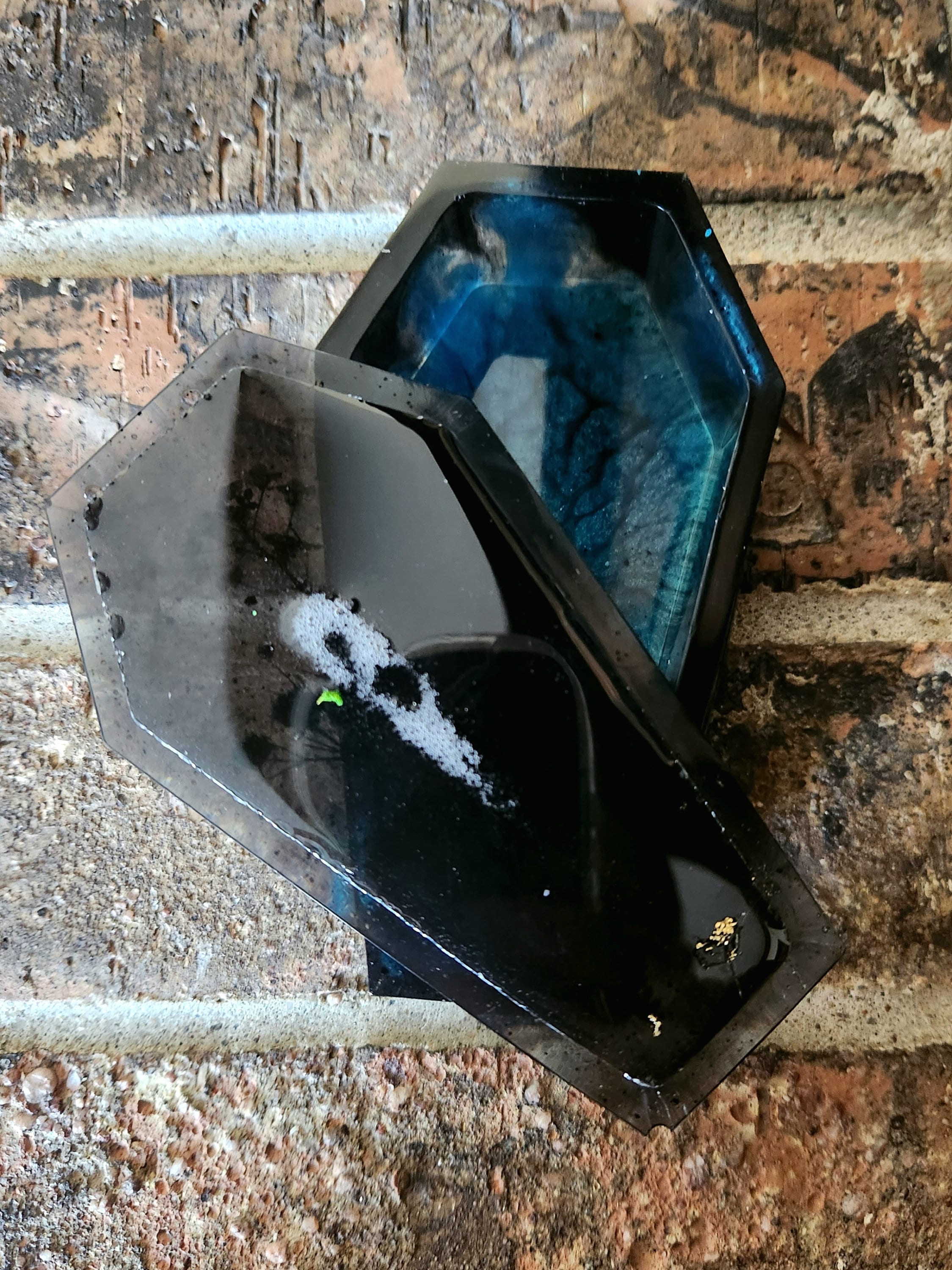 Black and Blue Floral and Gear Coffin| Halloween Coffin, Flower Coffin ...