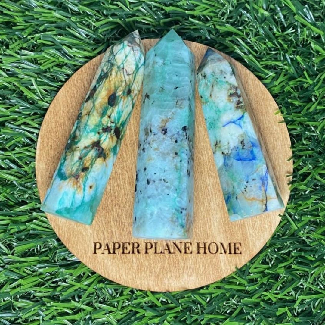 Phoenix Stone With Azurite and Malachite - Set of 3 Towers - Rare Find ...