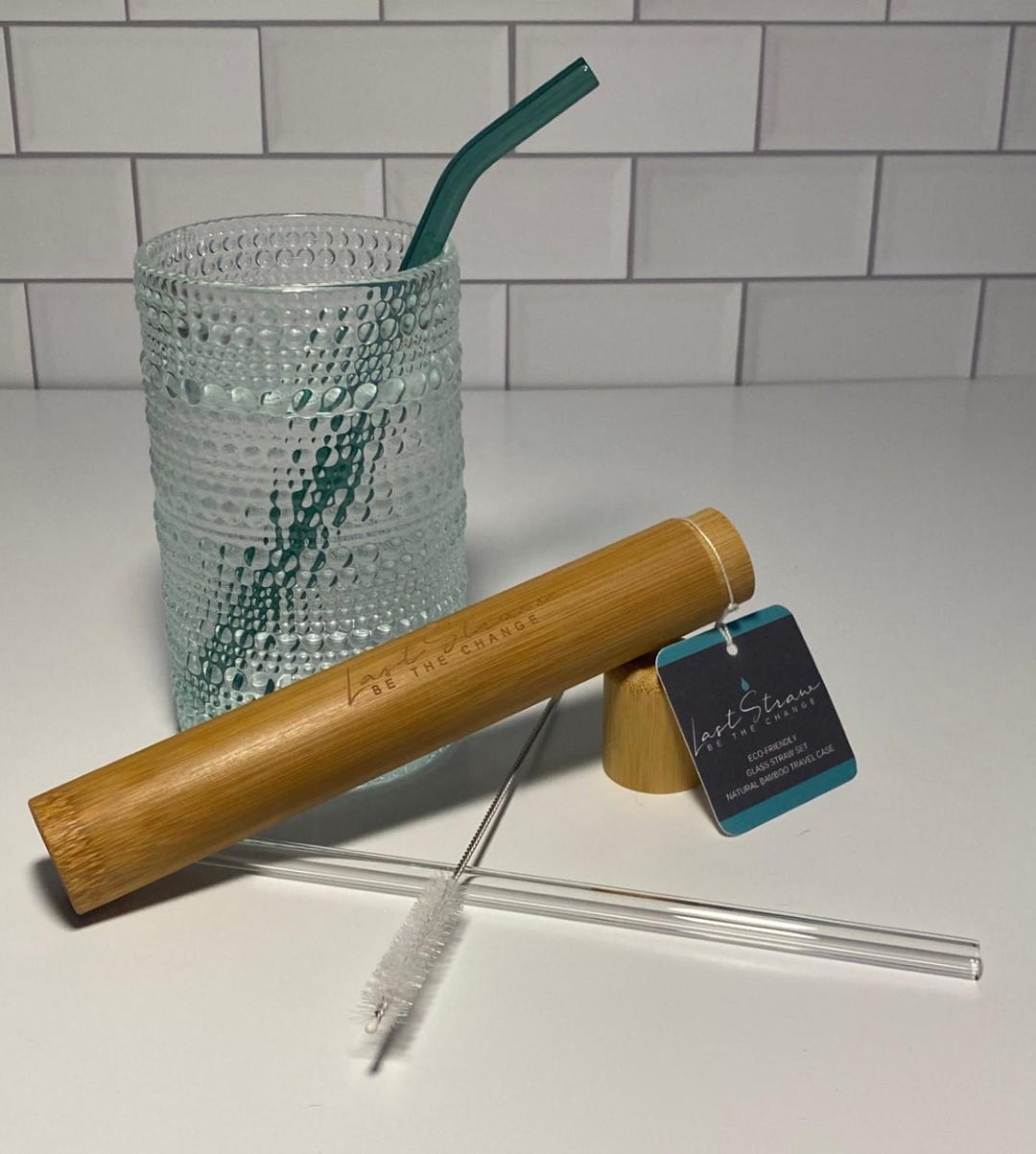 Last Straw - 4 Piece Reusable Glass Straw Set With Bamboo Case ...