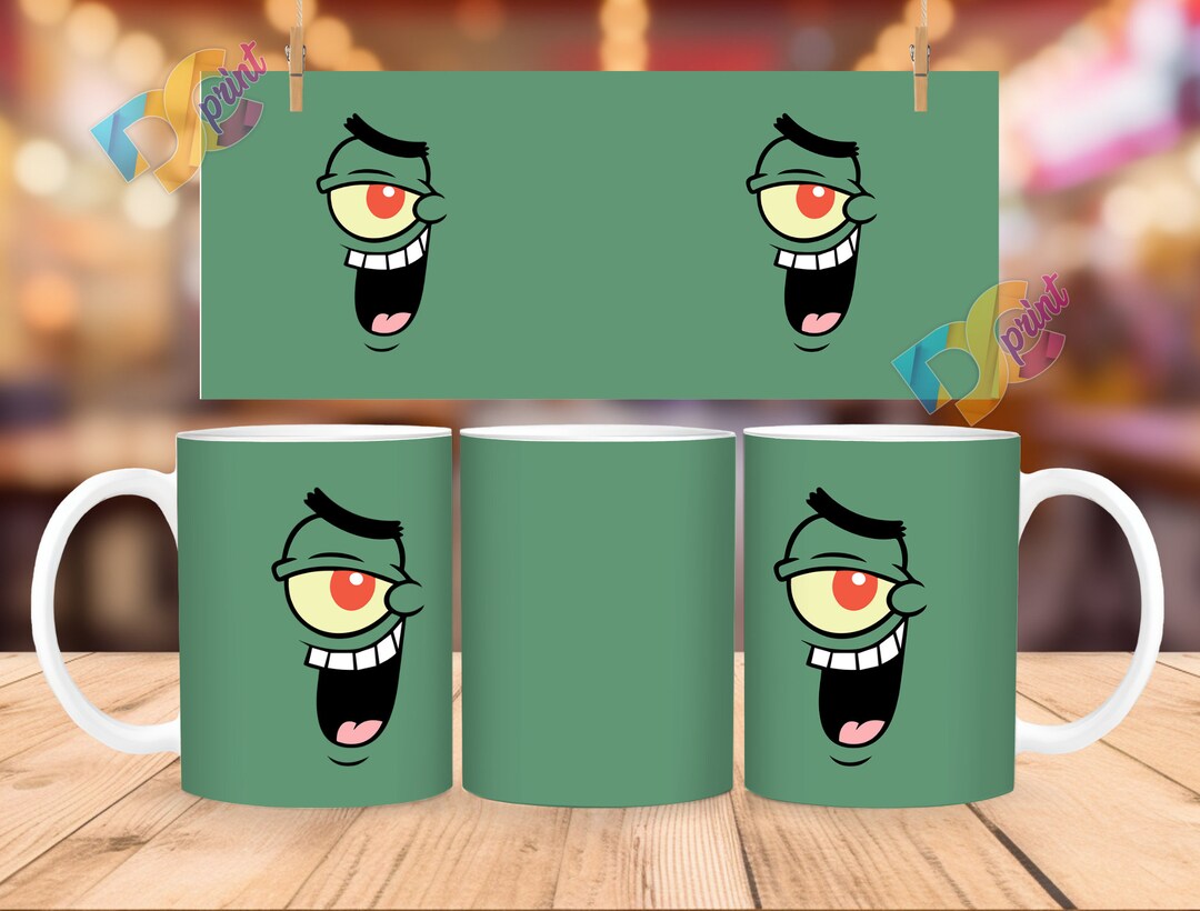 Plankton, Spongebob, Sublimation Designs, Mug PNG, Mug Wrap Download ...