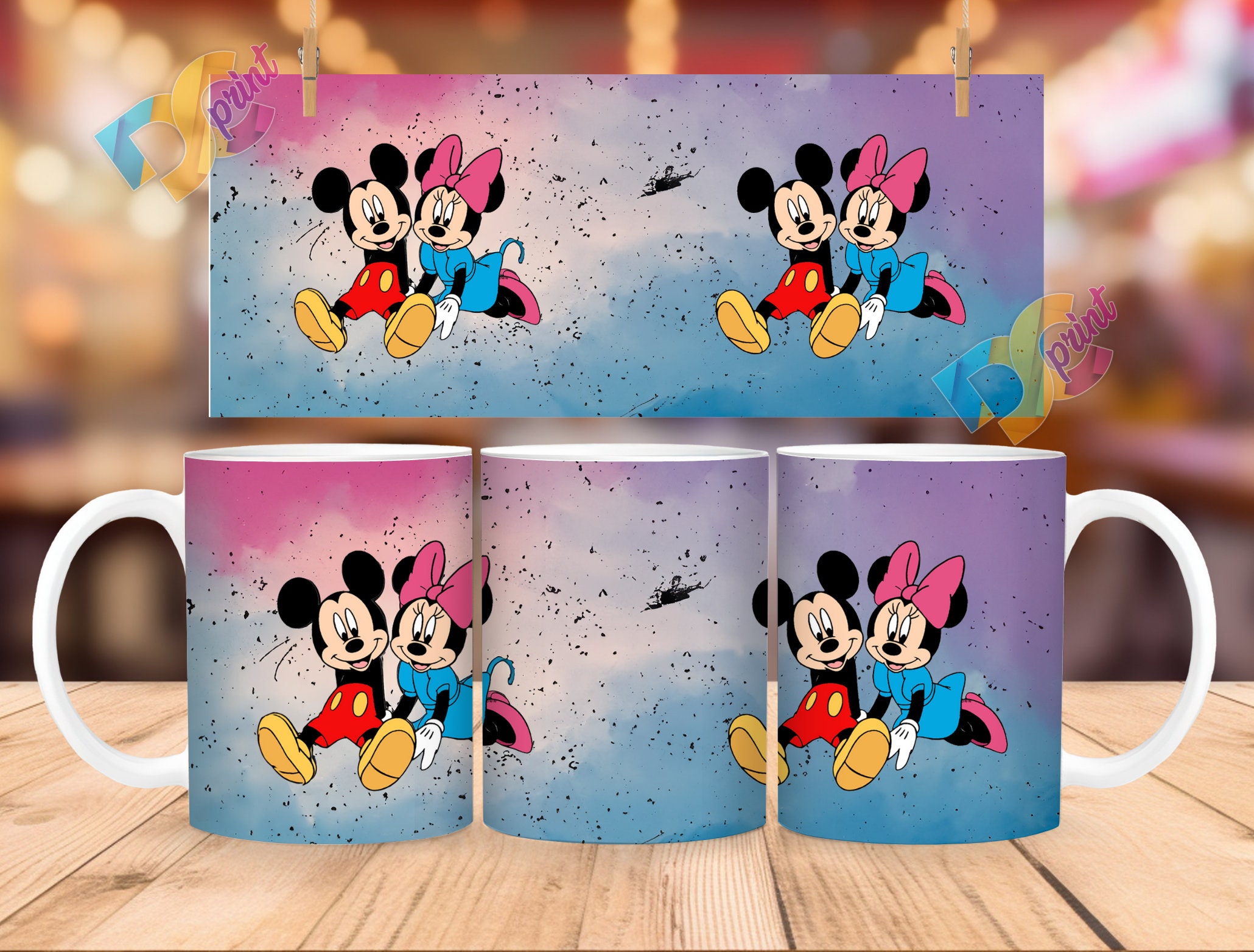 Minnie and Mickey Mouse Sublimation Designs, Mug PNG, Mug Wrap Download ...