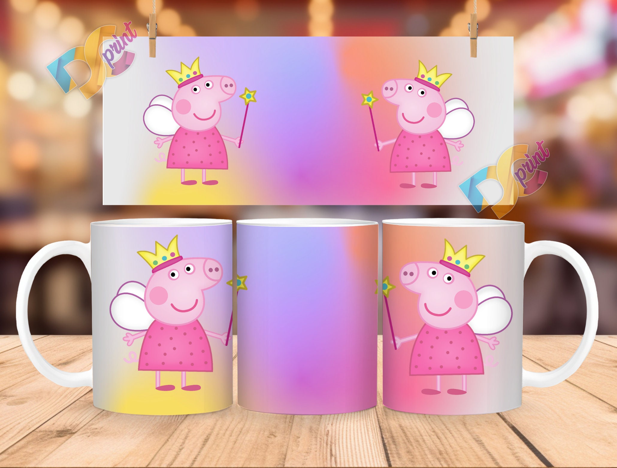 Peppa, M3, Sublimation Designs, Mug PNG, Mug Wrap Download ...