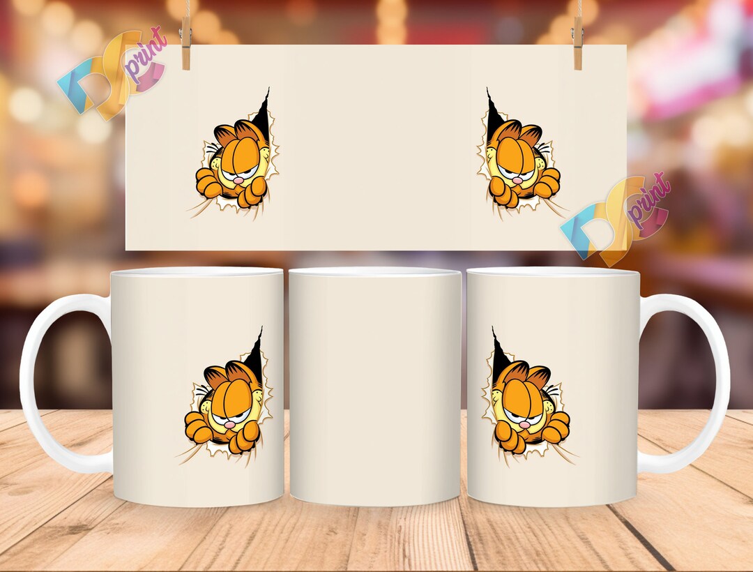 Garfield Sublimation Designs, Mug PNG, Mug Wrap Download, Affirmations ...