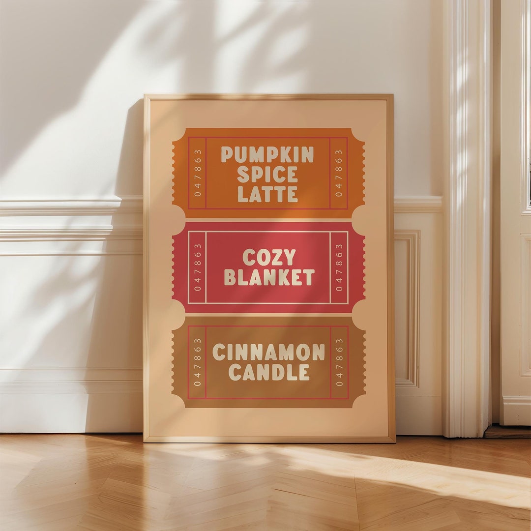 Ticket Print, Cute Autumn Wall Art, Fall Aesthetic Decor, Ticket Stub ...