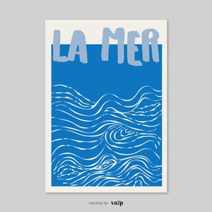 Sea Print, La Mer Poster, Blue Print, Trendy Wall Art, Digital Download ...