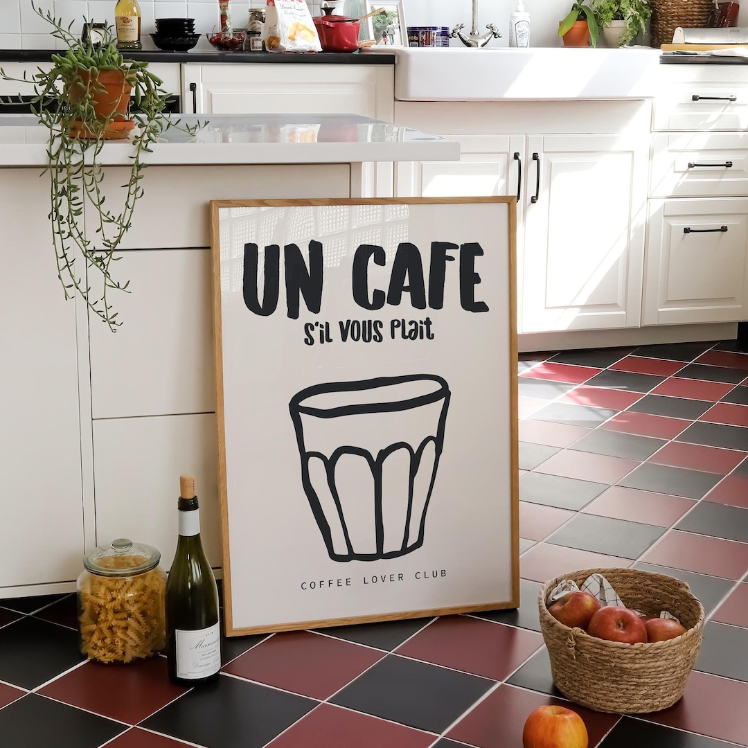 Retro Coffee Poster: French Cafe Print, Kitchen Art (digital Download ...