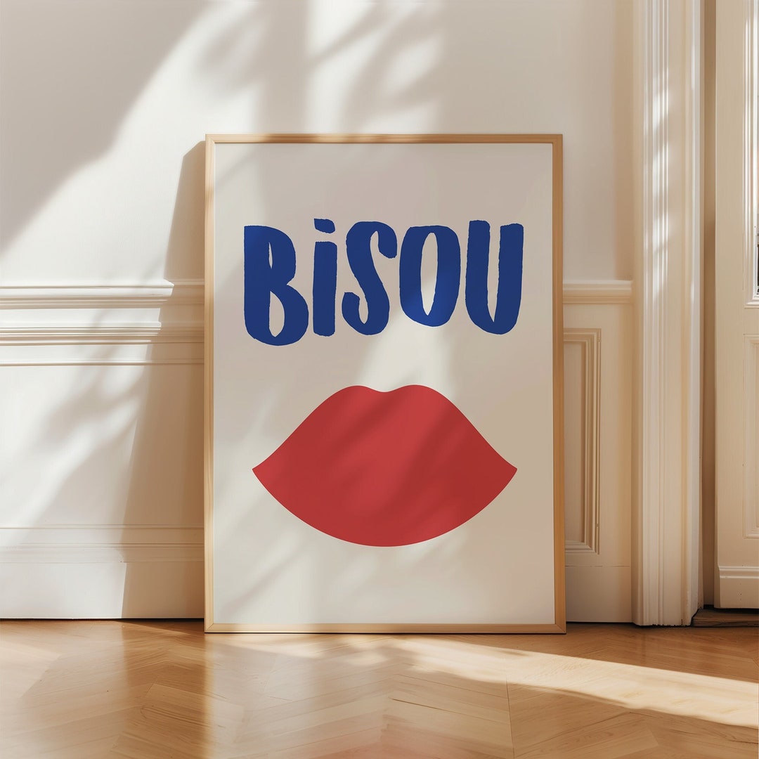 Bisou Print: Mid-century Modern French Kiss Poster (digital Download - Etsy