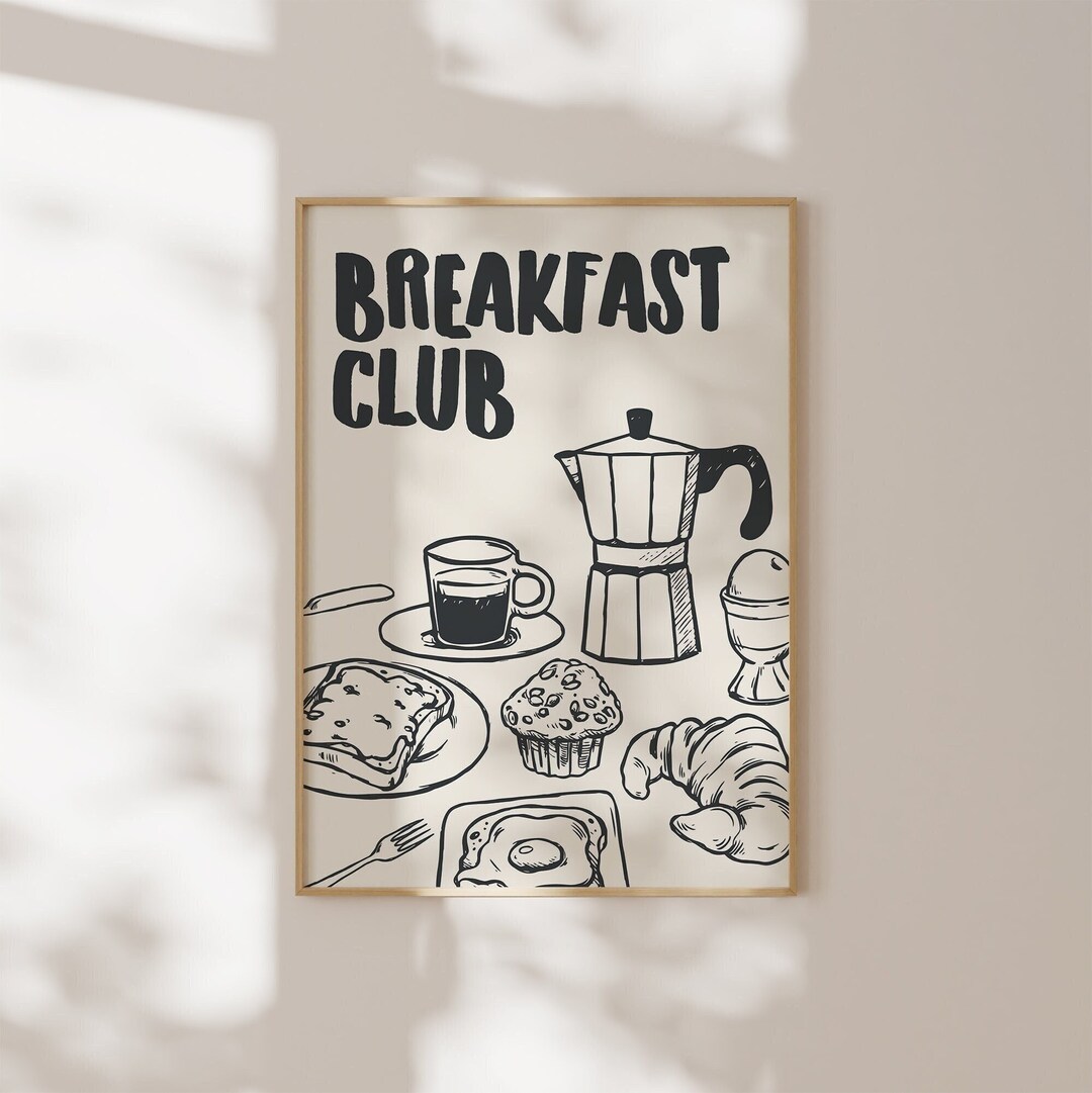 Breakfast Club Print, Digital Download, Retro Dinning Room Wall Art ...