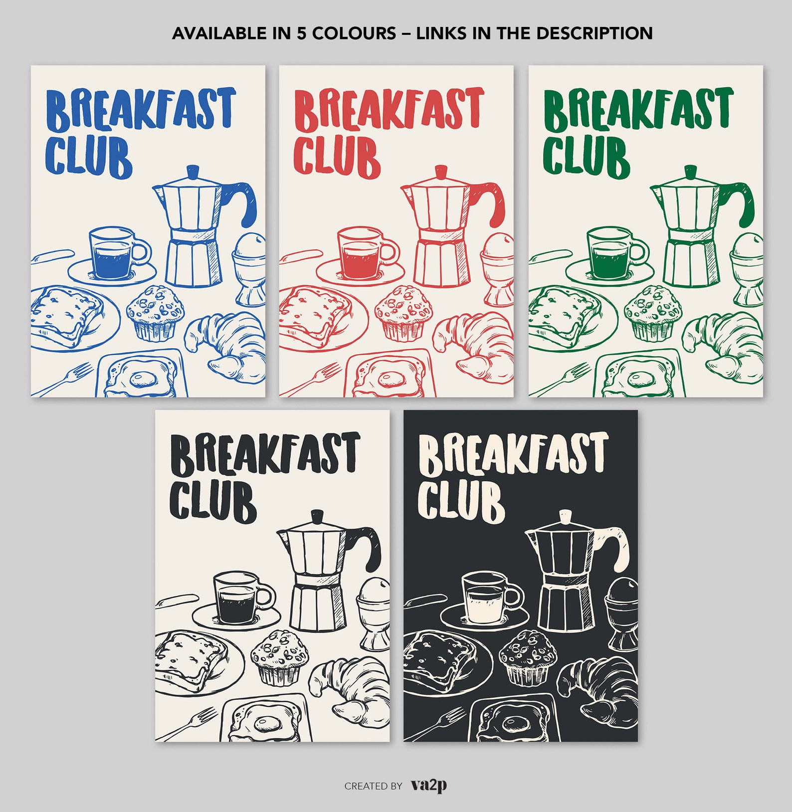 Breakfast Club Print, Digital Download, Retro Dinning Room Wall Art ...