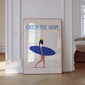 Surfing Poster, Surf Girl Print, Trendy Summer Poster, Beach House ...