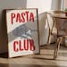 Hand Drawn Pasta Print, Pasta Club Poster, Modern Dinning Room Art ...