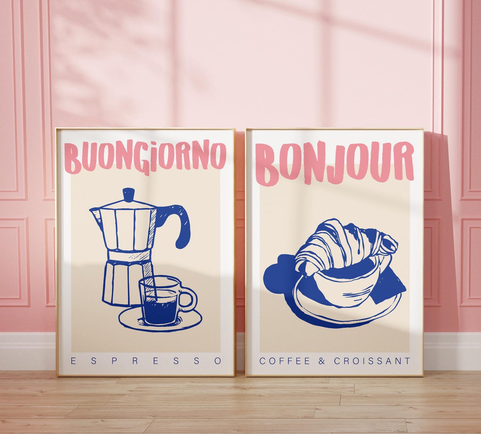 Set of 2 Printable Kitchen Posters, Modern Coffee Poster, Retro French ...