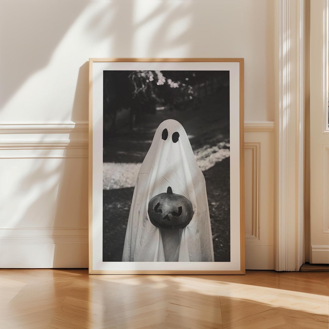 Ghost Print, Spooky Halloween Wall Art, Halloween Prints, Black & White ...