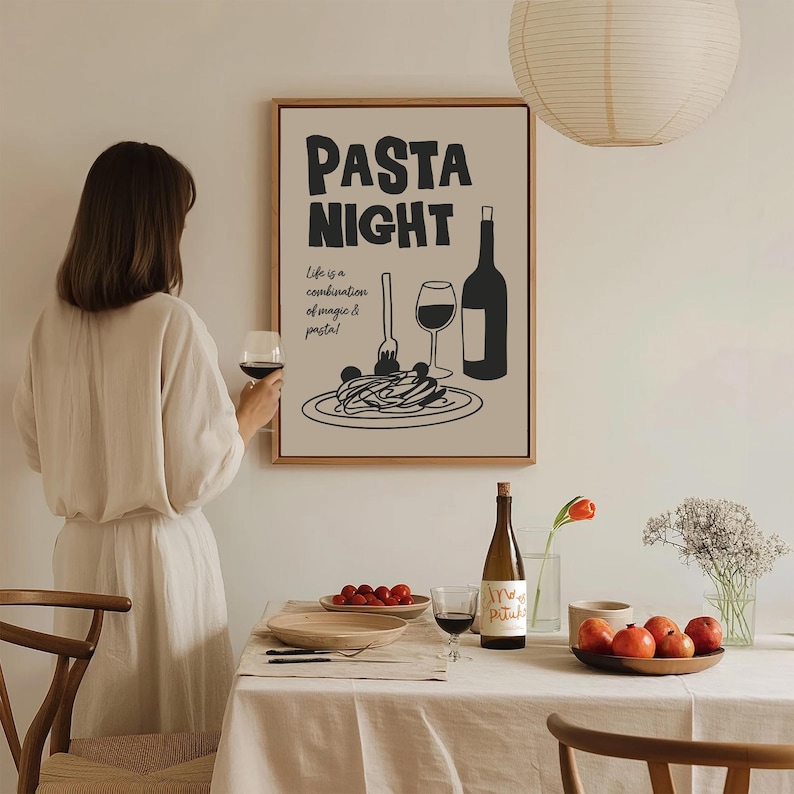 Retro Kitchen Print Set: Pasta, Coffee, Funny Food Art (digital Prints ...