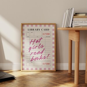 Hot Girls Read Books Print, Library Card Poster, Bookish Poster, Girly ...