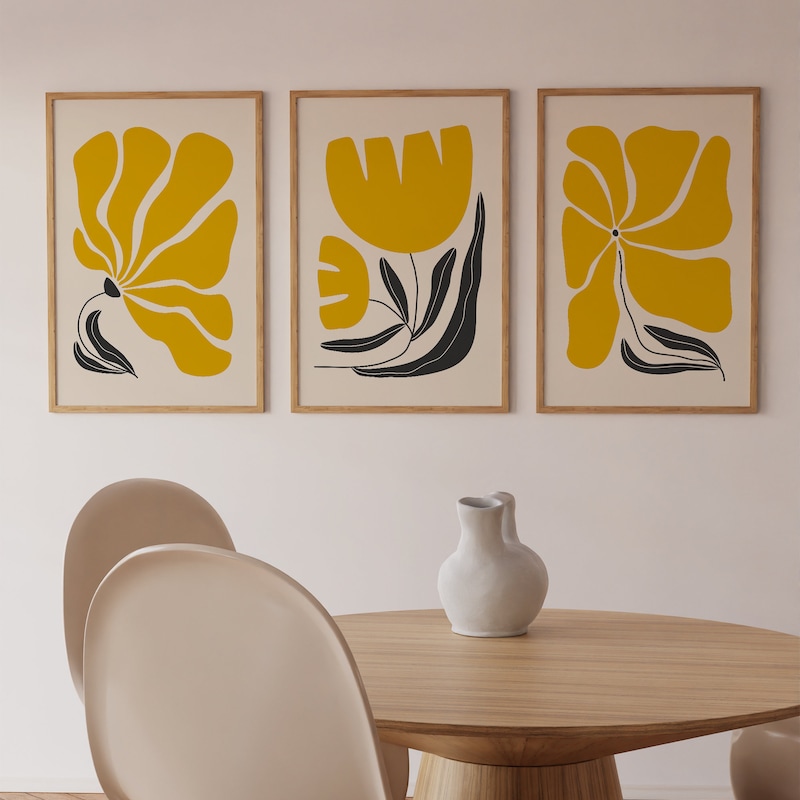 Yellow Abstract Art - Etsy