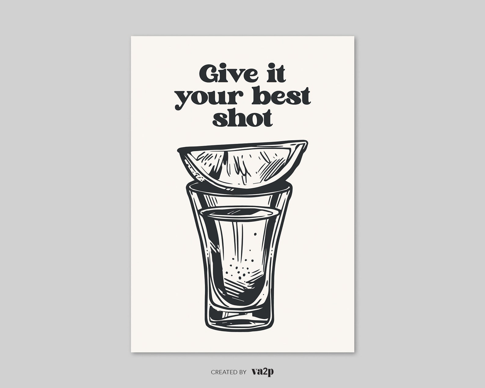 Give It Your Best Shot Print, Modern Bar Cart Art, Trendy Wall Decor ...